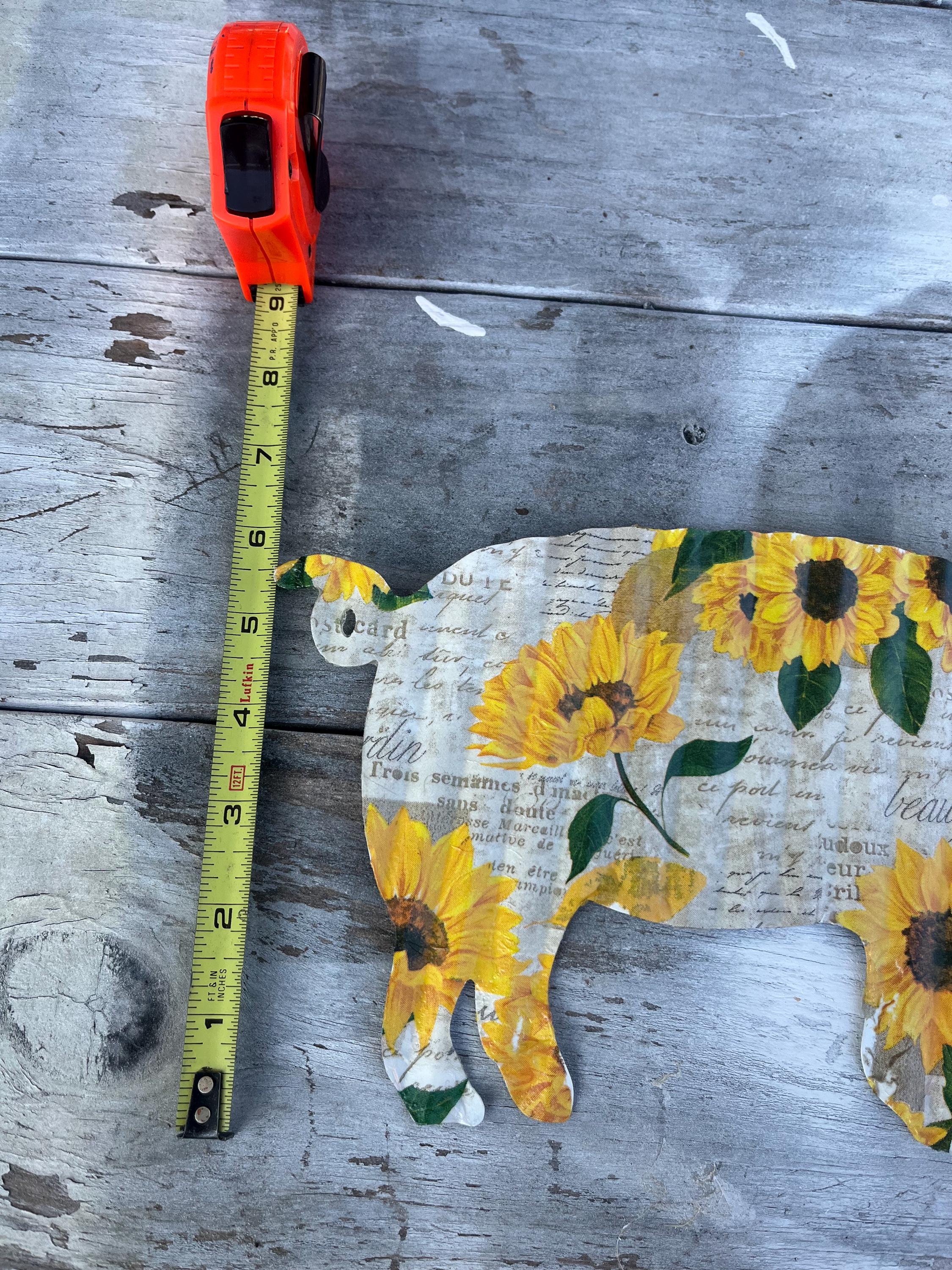 Decoupage Metal Pig Sign: Farmhouse Sunflower Decor - Etsy