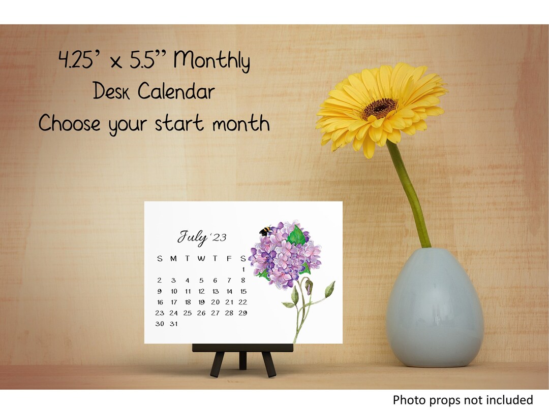 Small 2023 or 2024 Monthly Desk Calendar, Linen Cardstock, Choose Your ...