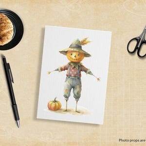 Cute Scarecrow Card Set, Thanksgiving Holiday Greeting Cards, Autumn ...