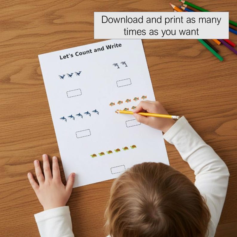 Animal Count and Write Worksheets for Preschool, Counting, Writing ...