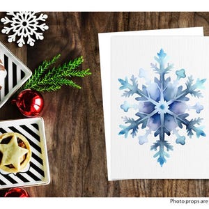Watercolor Snowflake Cards, New Year's Greeting Card Pack, Christmas ...