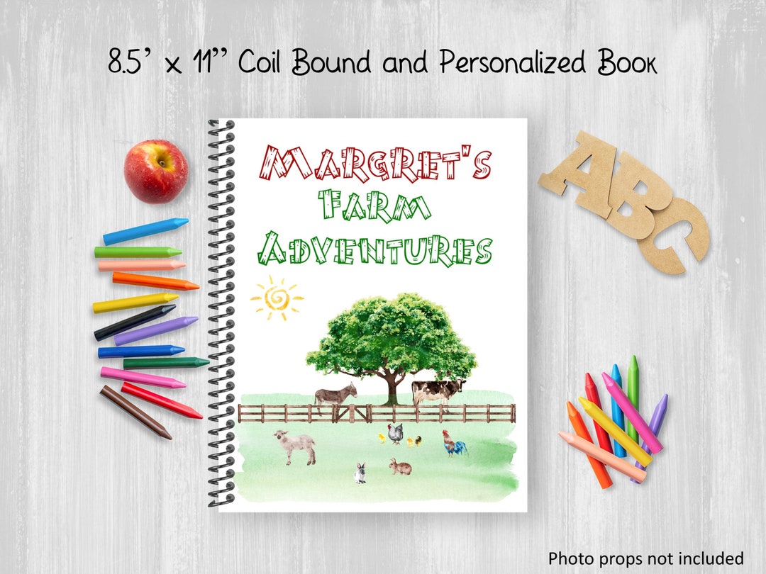 Personalized Kids Drawing Sketchbook, Farm Barn Animals Notebook, Coil ...