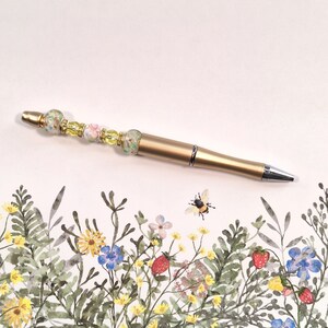 Beaded Ballpoint Ink Pen, Glass, Ceramic and Acrylic Beads, Teacher, Co ...