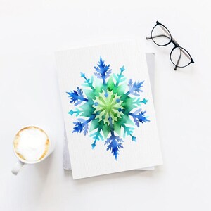 Watercolor Snowflake Cards, New Year's Greeting Card Pack, Christmas ...