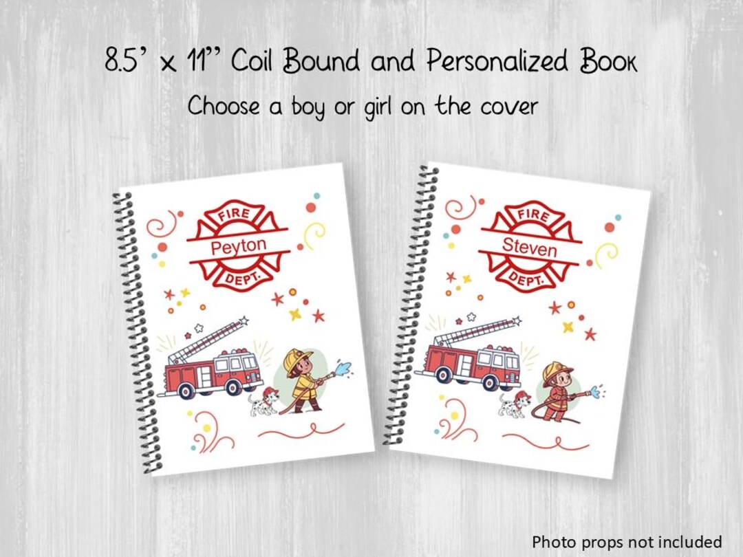 Personalized Notebook, Firefighter Fire Truck Sketchbook, Coil Bound ...