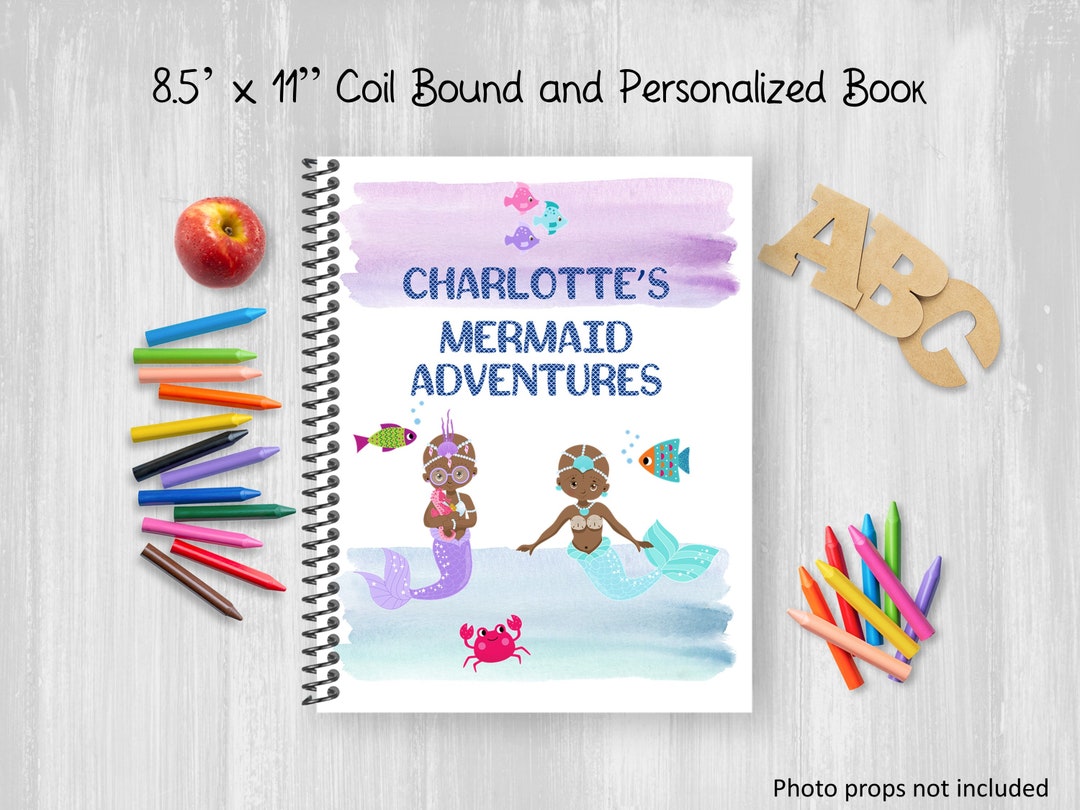 Dark Skin Bald Mermaids Sketchbook, Personalized Notebook, Drawing ...
