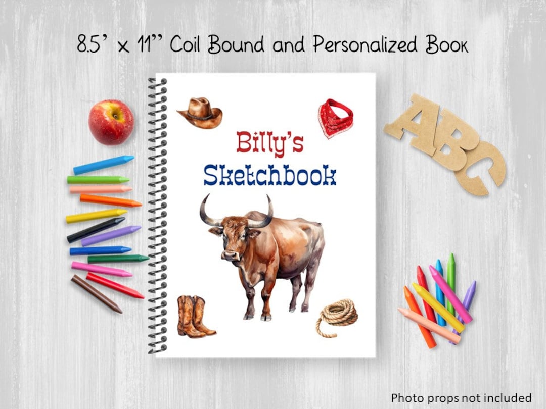 Cowboys and Rodeo Sketchbook, Personalized Notebook, Drawing Journal ...