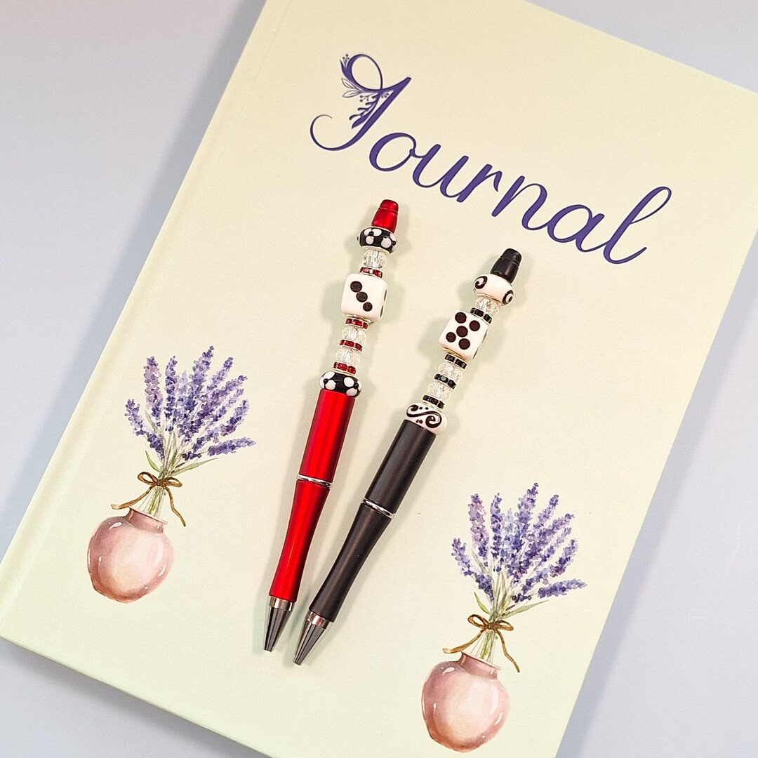 Beaded Ballpoint Ink Pen, Dice, Lampwork, Rhinestone Beads, Gambler, Co ...