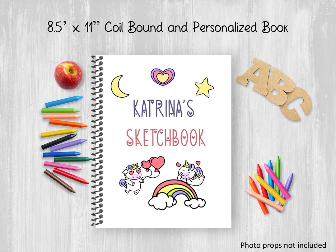 Personalized Notebook, Colorful Unicorns Sketchbook, Coil Bound, Write ...