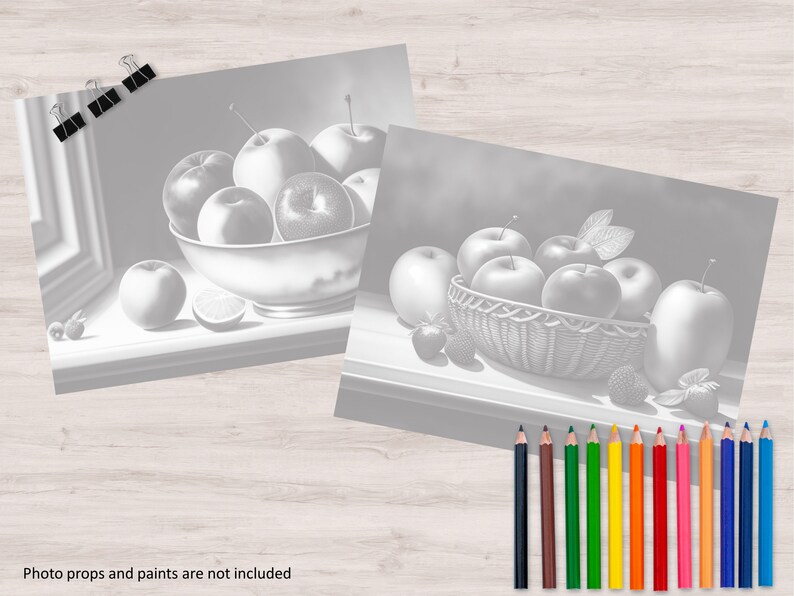 Grayscale Watercolor Painting 10 Fruit Baskets and Bowls - Etsy