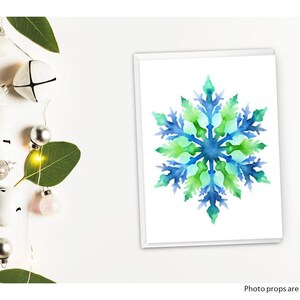 Watercolor Snowflake Cards, New Year's Greeting Card Pack, Christmas ...