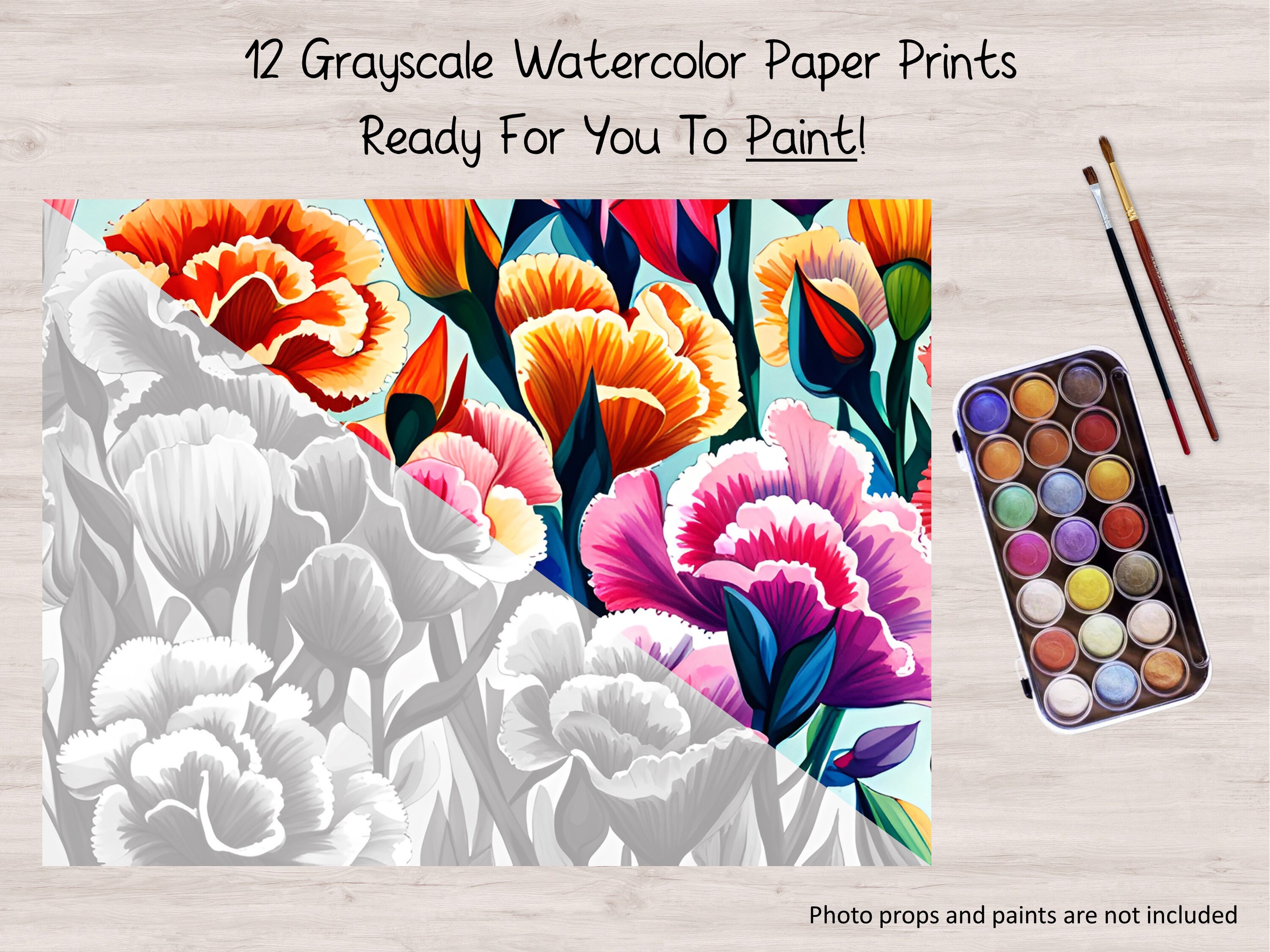 Grayscale Painting Flowers