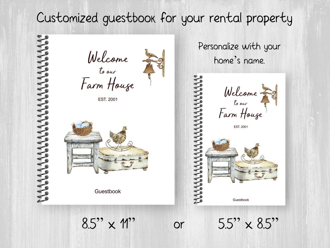 Personalized Guestbook With Name and Logo, Airbnb VRBO Vacation Rental ...