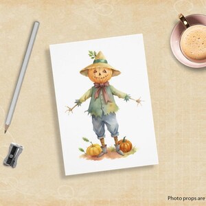 Cute Scarecrow Card Set, Thanksgiving Holiday Greeting Cards, Autumn ...