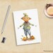 Cute Scarecrow Card Set, Thanksgiving Holiday Greeting Cards, Autumn ...