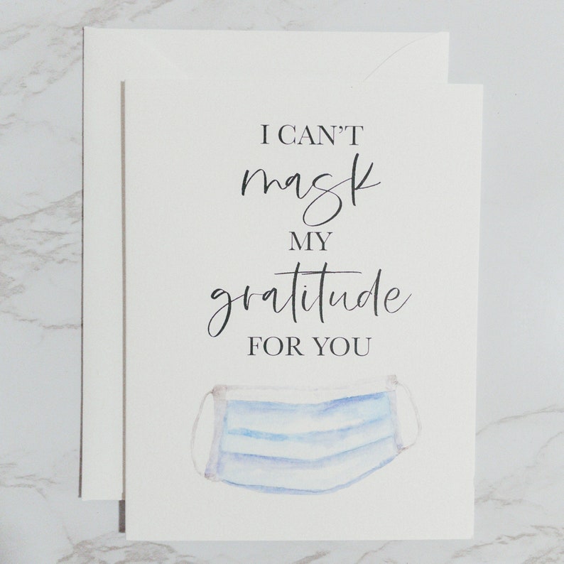 I Can't Mask My Gratitude for You Thank You Card - Etsy