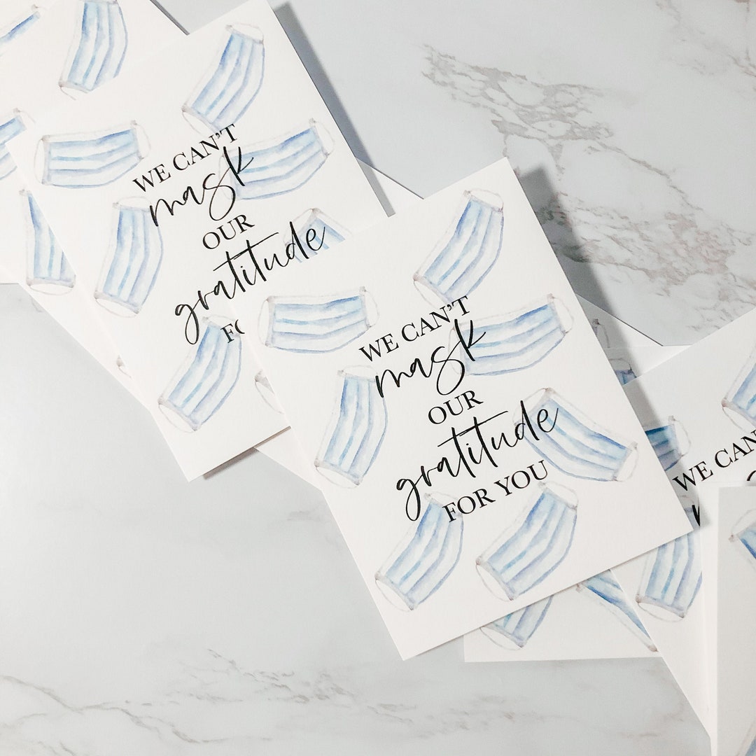 Box Set of 6 Thank You Cards We Can't Mask Our Gratitude - Etsy