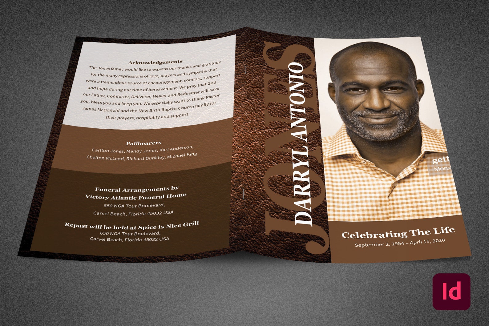 Homegoing Funeral Program Indesign Template Obituary Download Digital ...