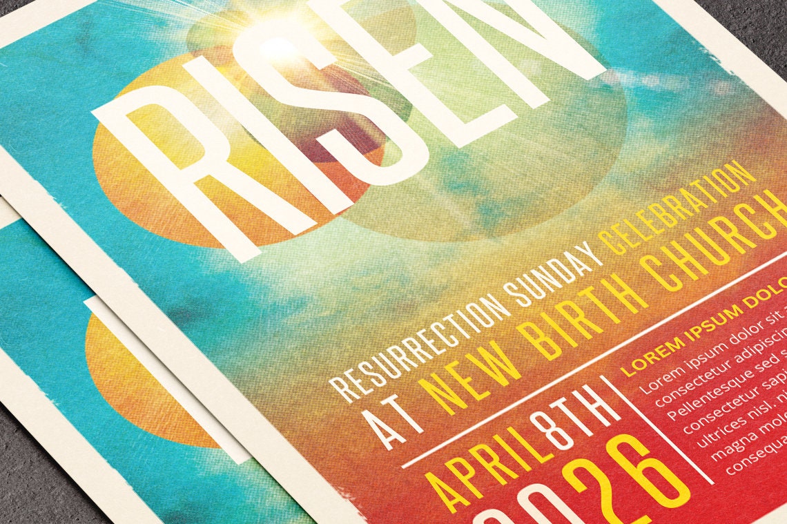 Risen Church Flyer Template for Canva Church Invitation, Church Flyer ...
