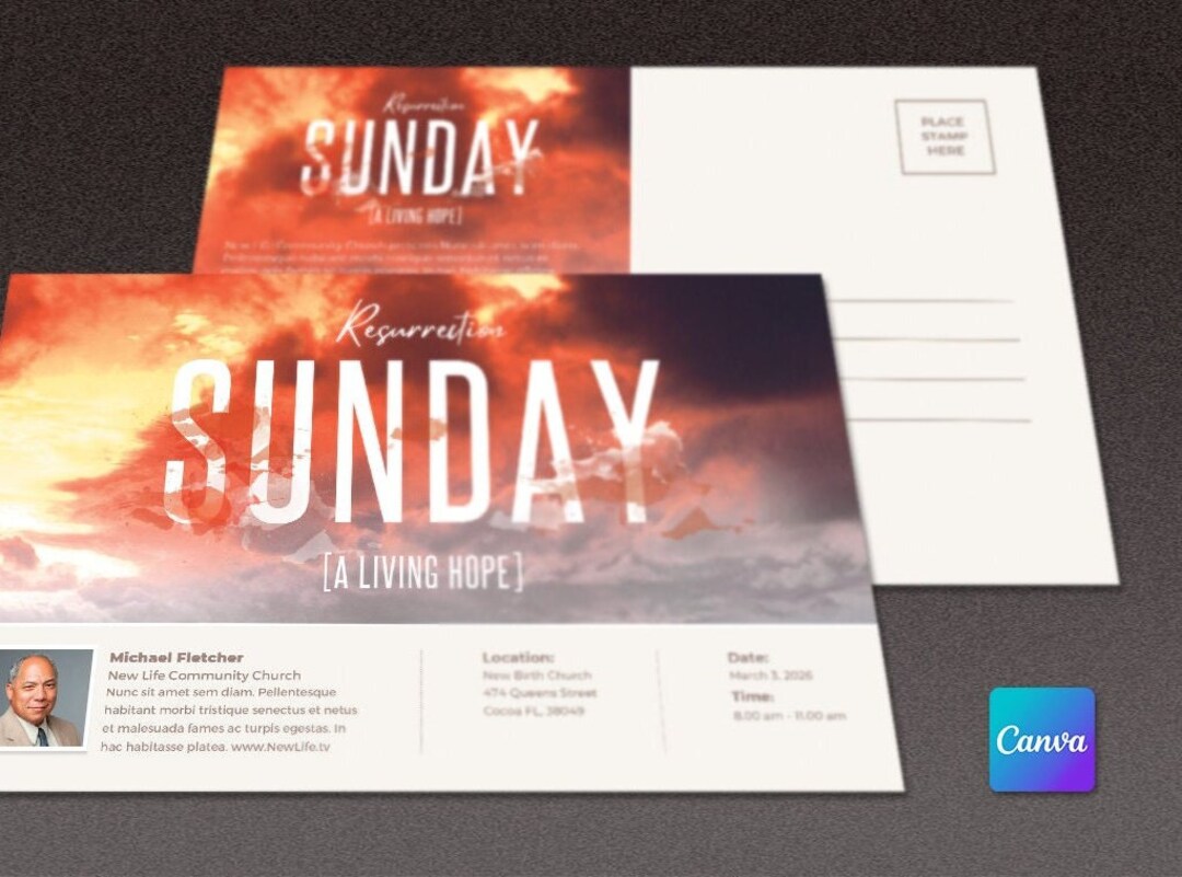 Resurrection Sunday Church Flyer Template for Canva Church Invitation ...