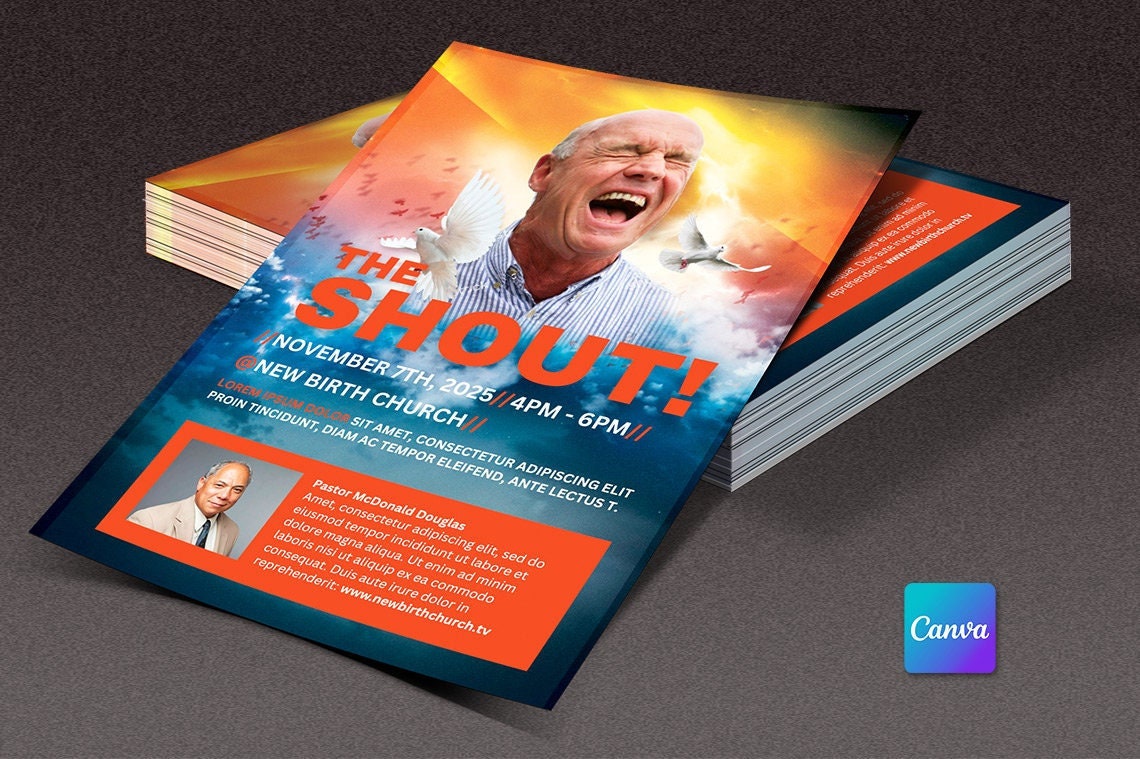 Shout Church Flyer 4x6 Canva Template - Etsy