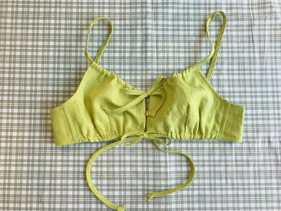 Big Size Linen Bra/ Custom Size Bra/ Tied Bra/ Linen Bra and Panties ...