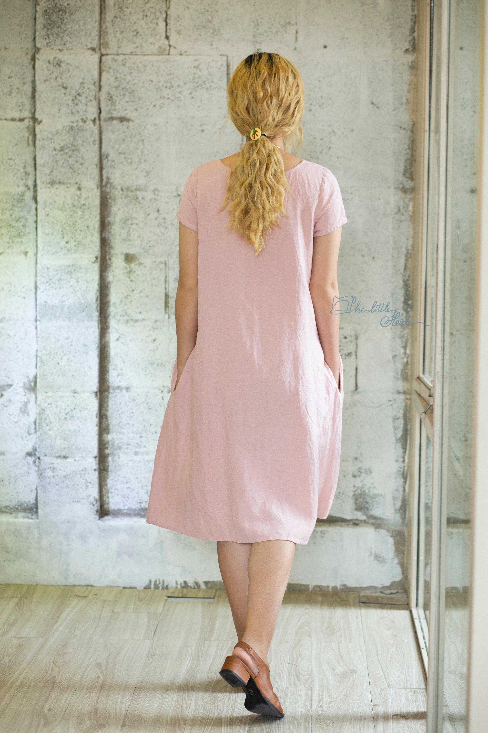 Light Pink Linen Dress/ Linen Tunic for Women/ Romantic Linen - Etsy