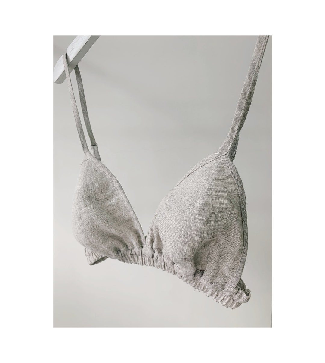 CUSTOM SIZE BRA/ Linen Bra/ String Bra/ Linen Bralette / Linen ...