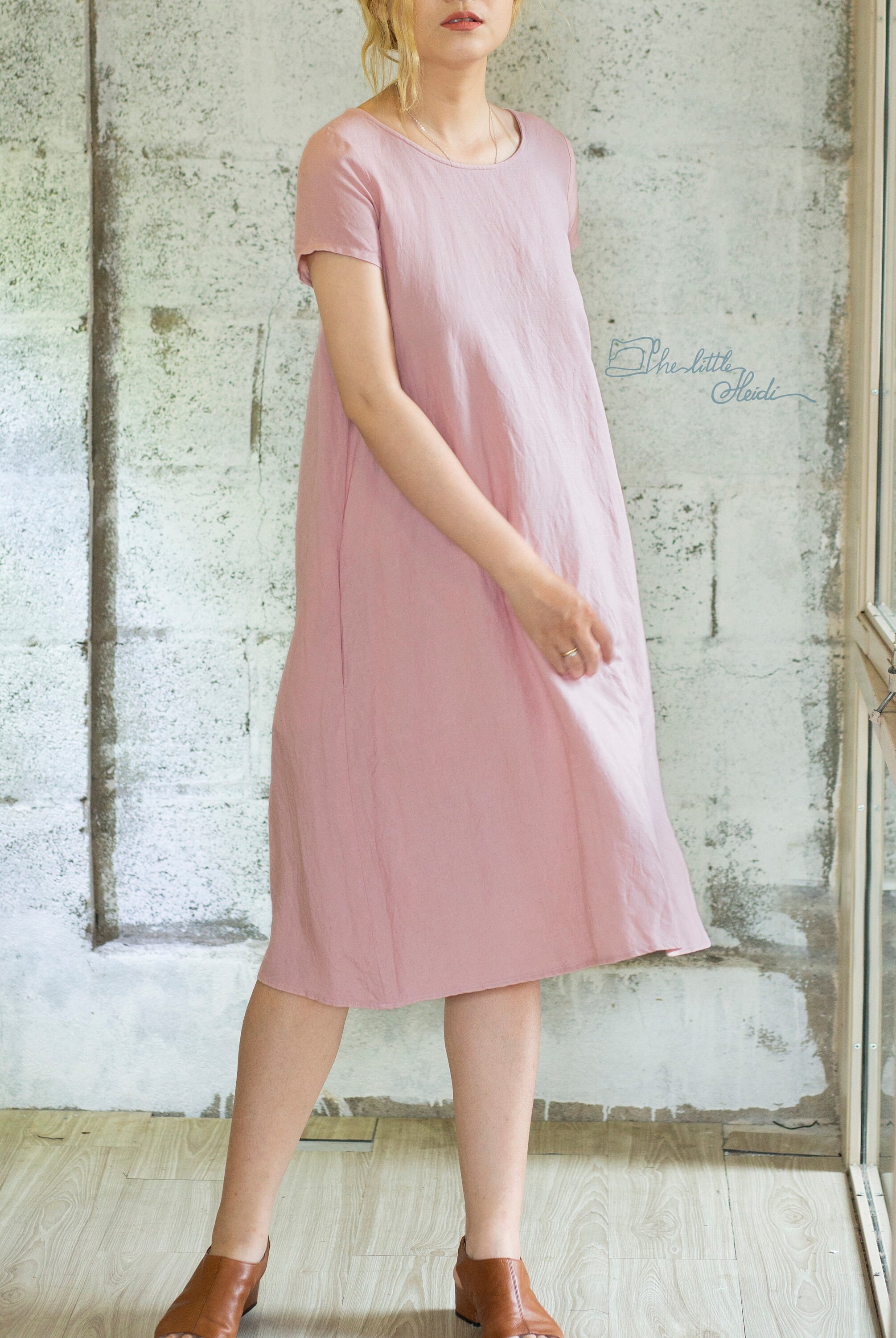 Light Pink Linen Dress/ Linen Tunic for Women/ Romantic Linen - Etsy