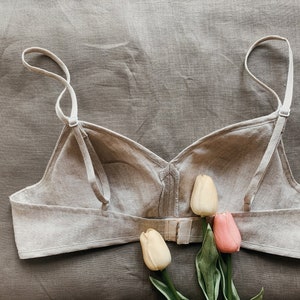 Custom Size Linen Bra: Padded Linen Bracette Sleepwear - Etsy