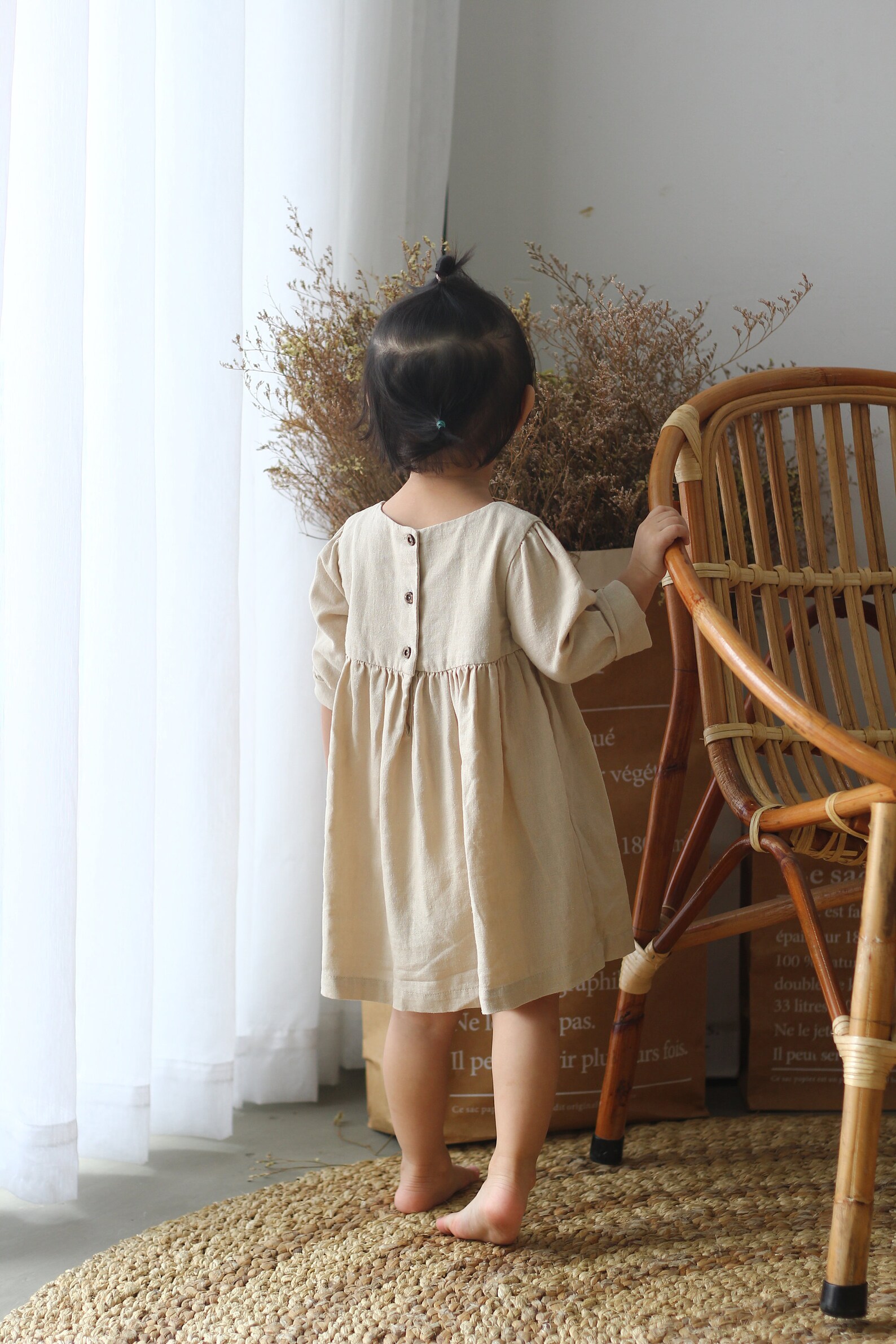 Ready to Ship/ Beige Linen Dress/baby Linen Dress | Etsy