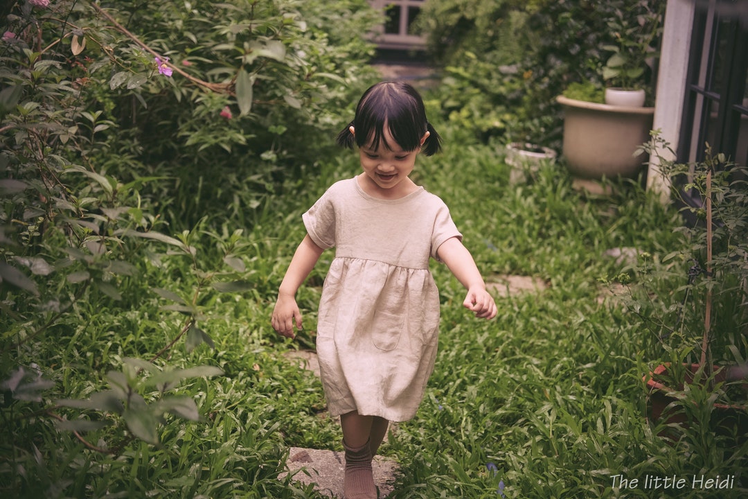 Ready to Ship/natural Beige Linen Baby Girl Dress/beige Linen Dress ...