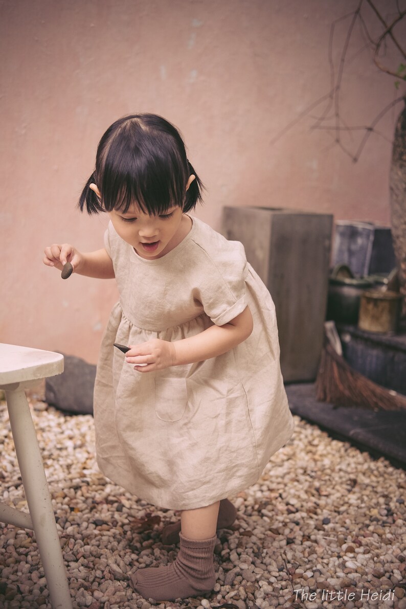 Ready to Ship/natural Beige Linen Baby Girl Dress/beige Linen - Etsy