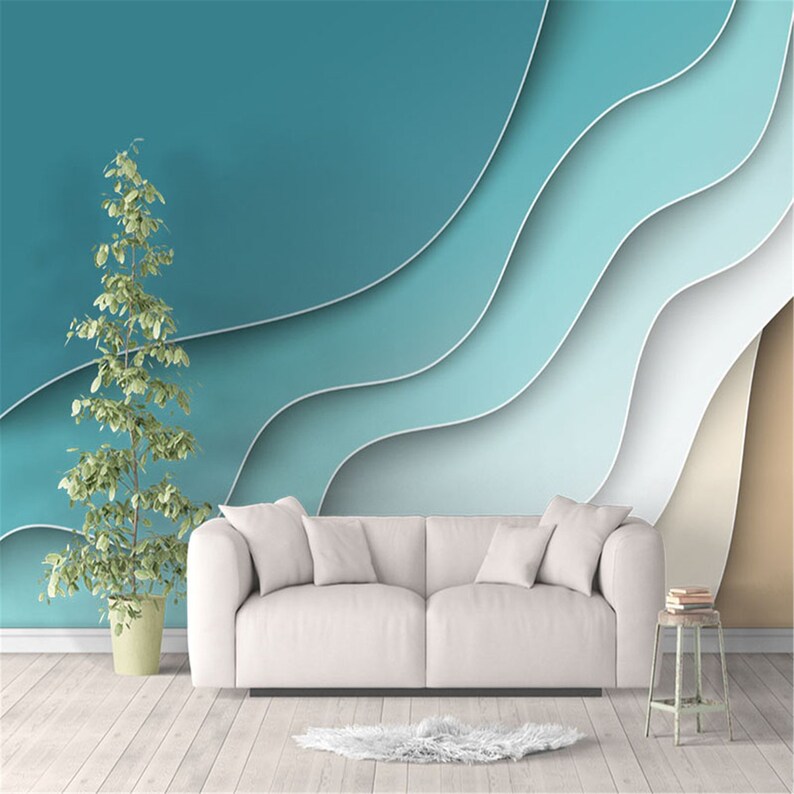 3d Wallpaper Modern Abstract Line Geometric Pattern Photo Wall Etsy