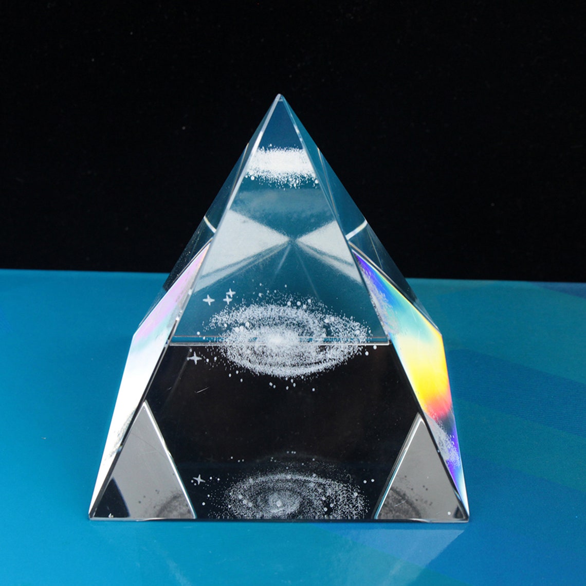 Crystal Pyramid 3D Laser Engraved Galaxy Glass Pyramid | Etsy