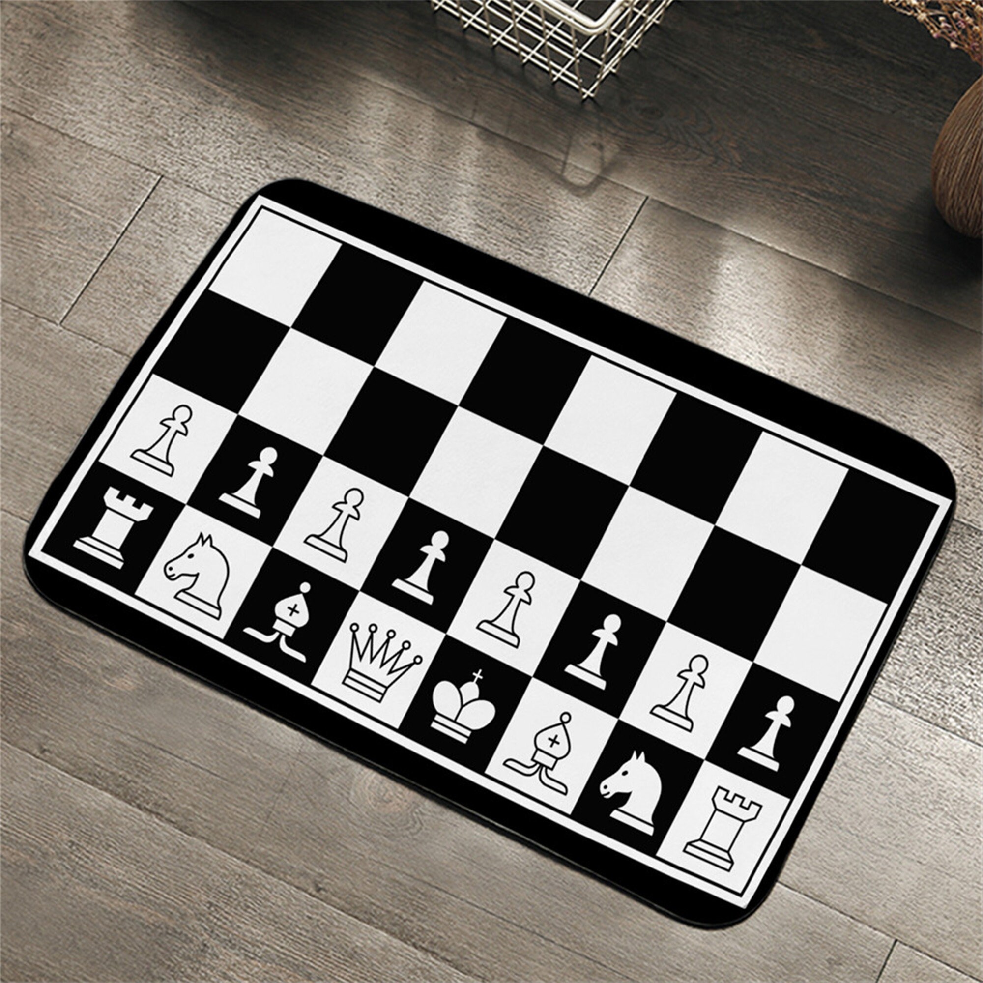 Chess Board Carpet Games Non-slip Soft Rug Black and White | Etsy