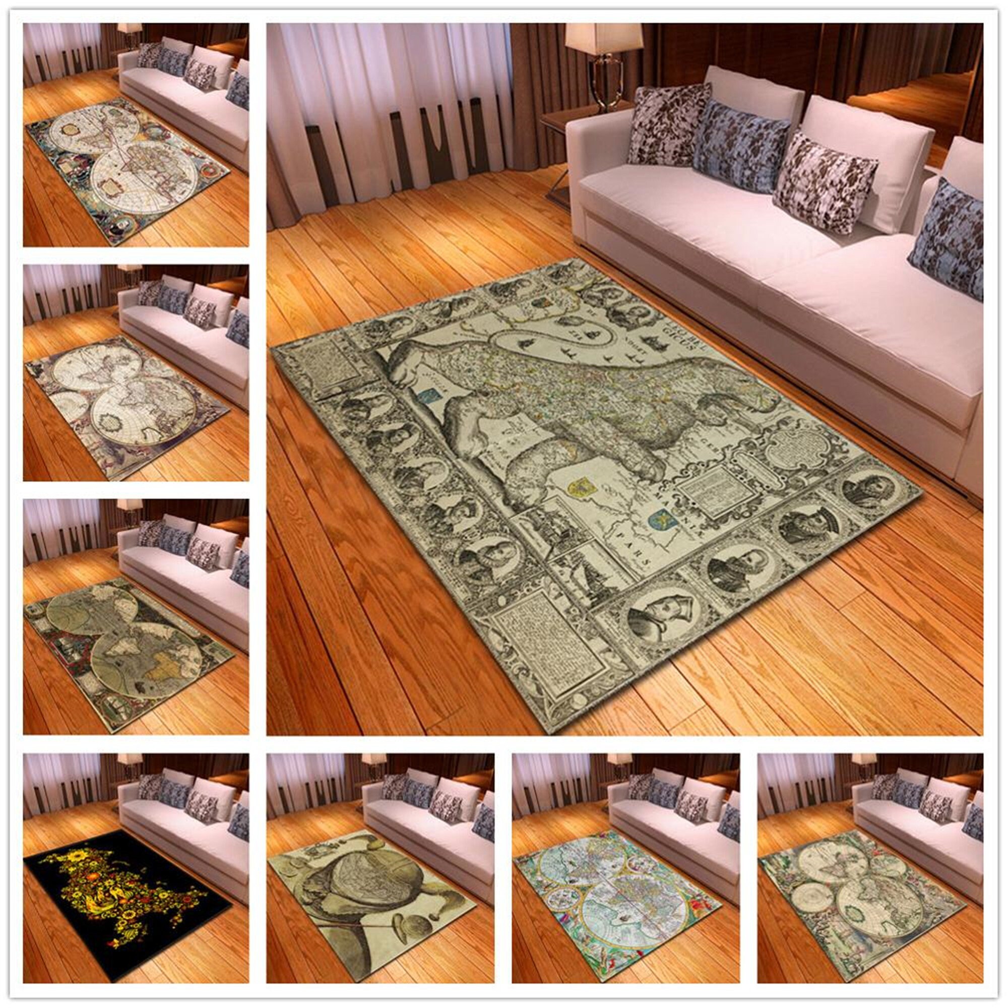 World Map series Printed Carpets for Living Room Bedroom Area | Etsy