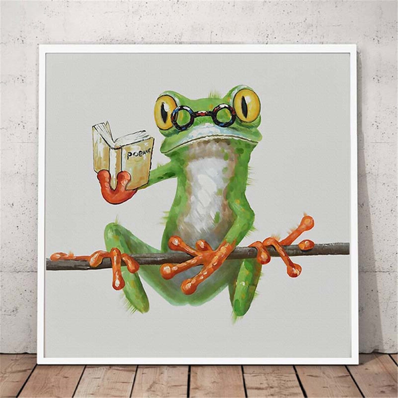 Happy Frog With Glasses Canvas Art Posters And Print Cute Etsy