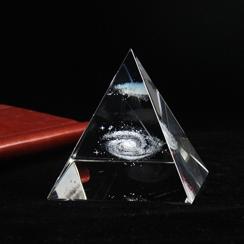 Crystal Pyramid 3D Laser Engraved Galaxy Glass Pyramid | Etsy