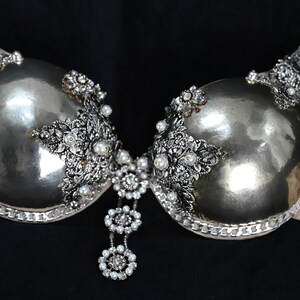 Silver Metal Ornate Pearl Bra - Etsy