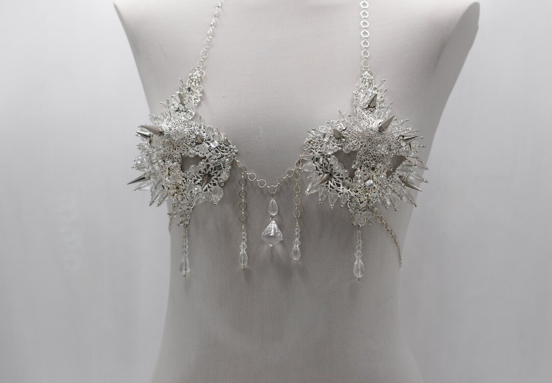 Ice Crystal Silver Metal Bralette Bra / RENT - Etsy