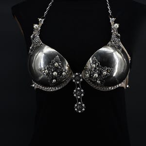 Silver Metal Ornate Pearl Bra - Etsy