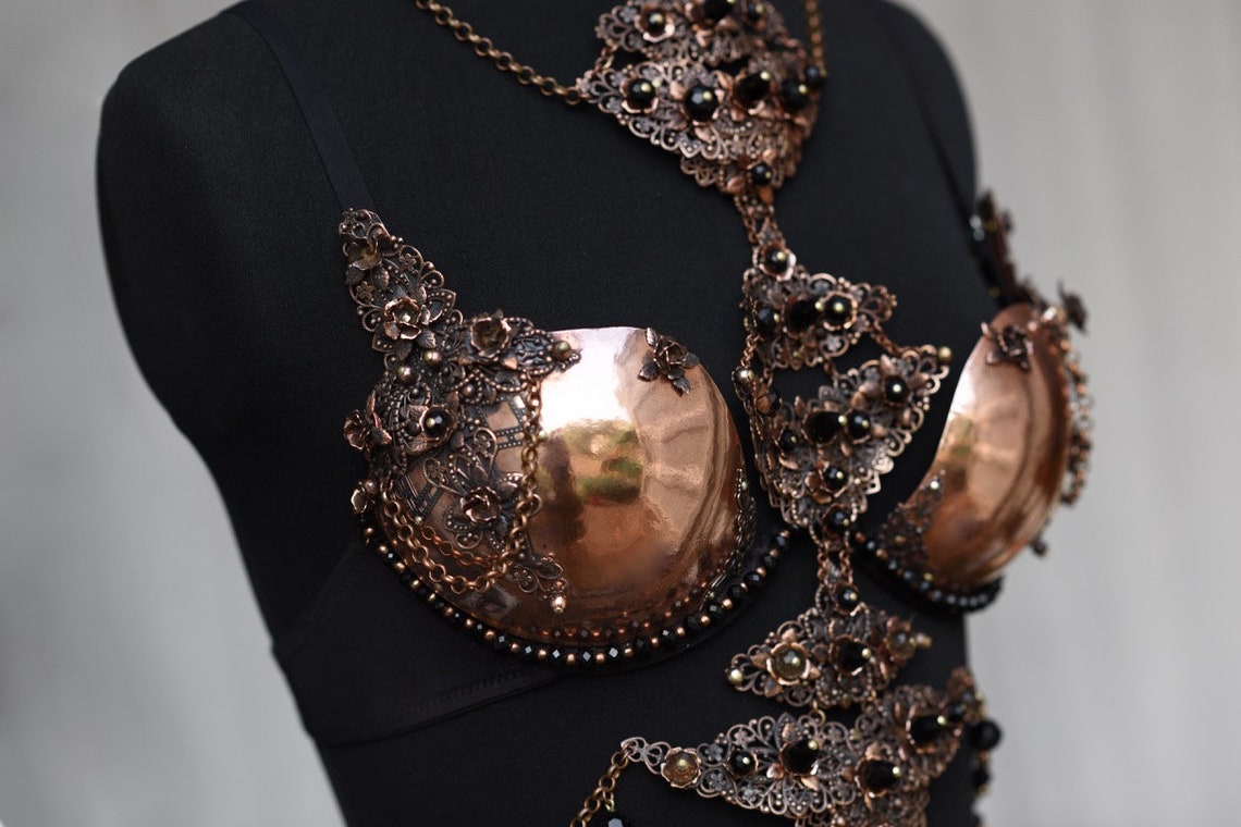 Metal Couture Bra Jewellery. Antique Copper and Rose Gold | Etsy