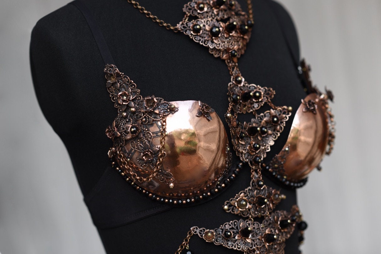 Metal Couture Bra Jewellery. Antique Copper and Rose Gold | Etsy