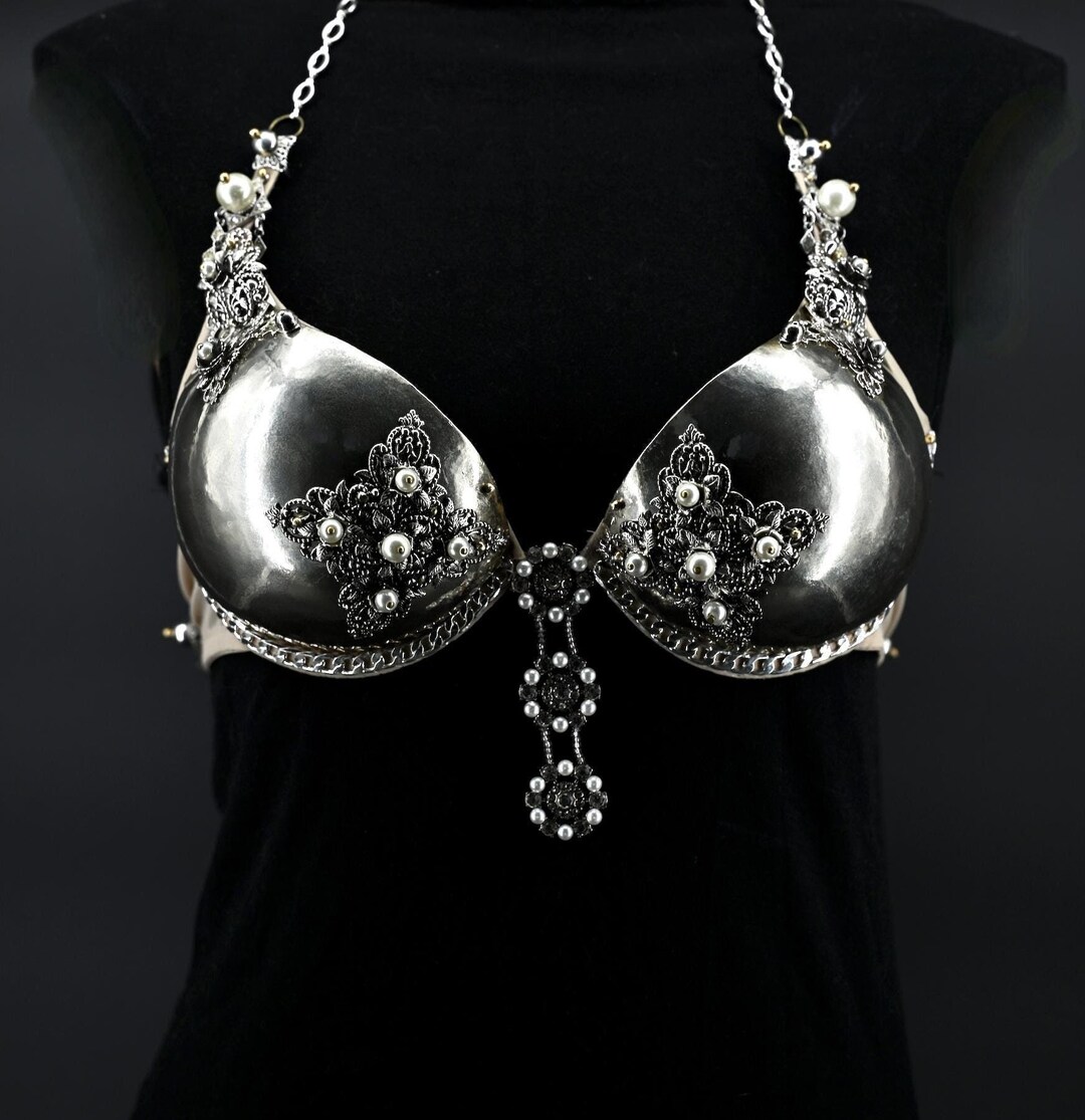 Silver Metal Ornate Pearl Bra - Etsy