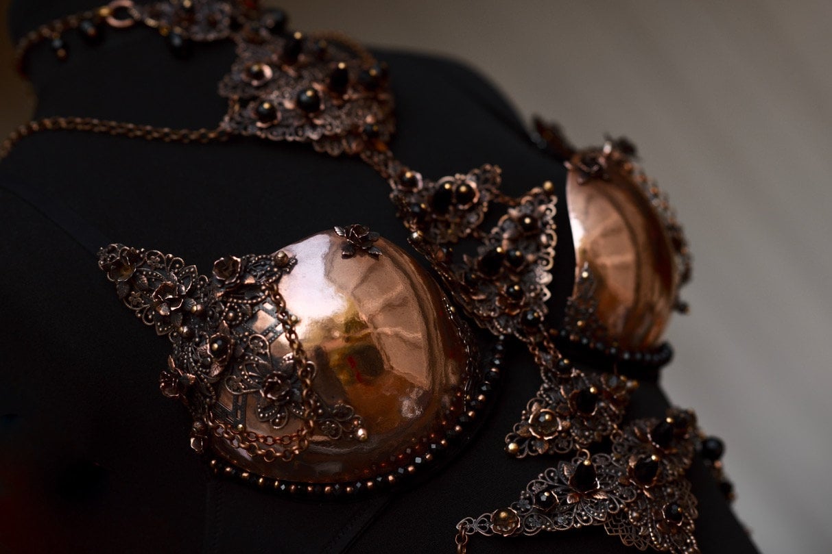 Metal Couture Bra Jewellery. Antique Copper and Rose Gold | Etsy