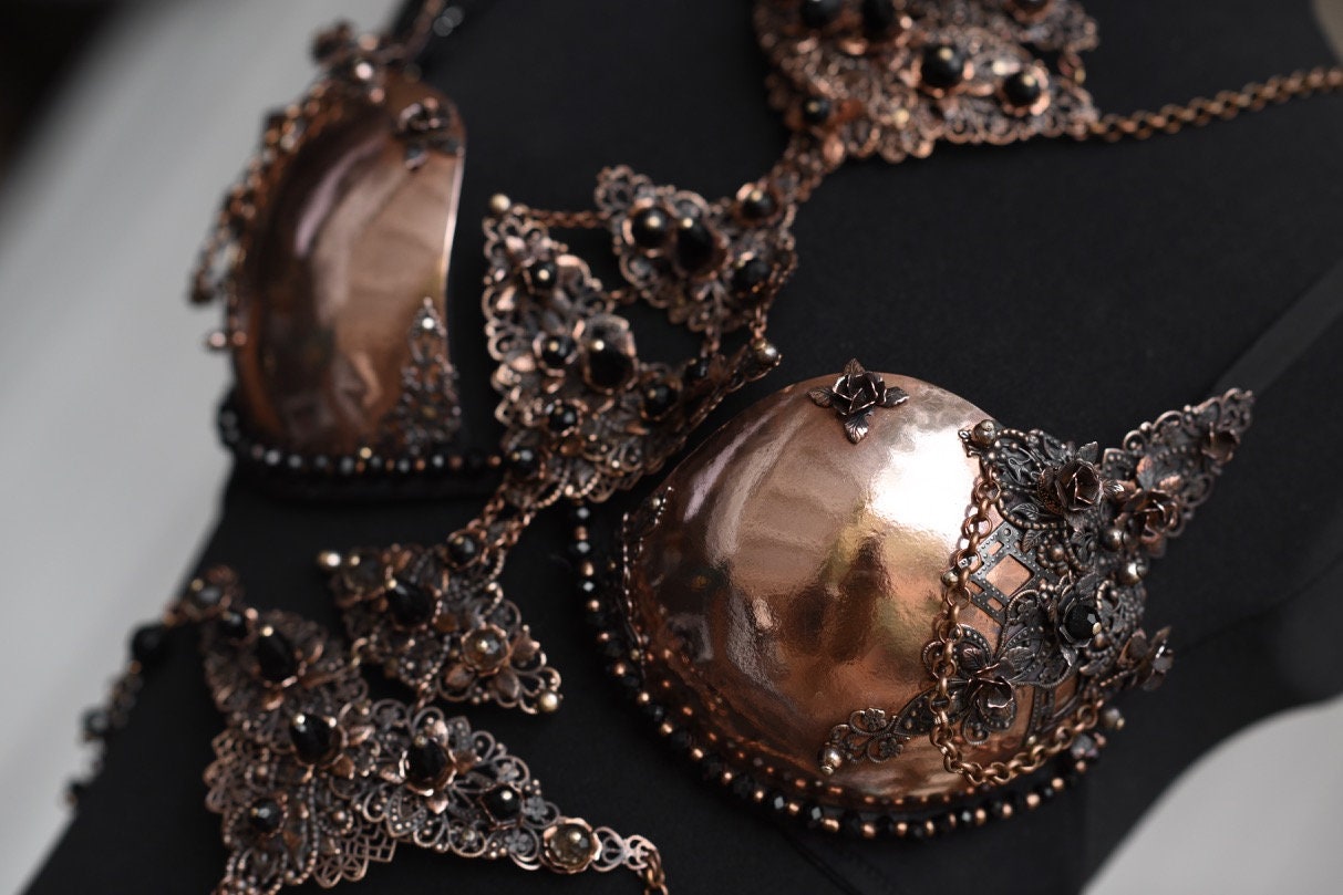 Metal Couture Bra Jewellery. Antique Copper and Rose Gold | Etsy