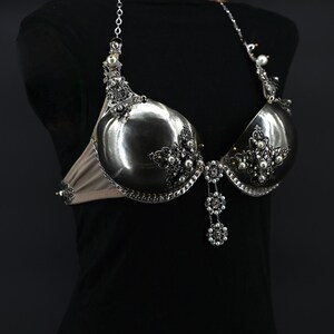Silver Metal Ornate Pearl Bra - Etsy