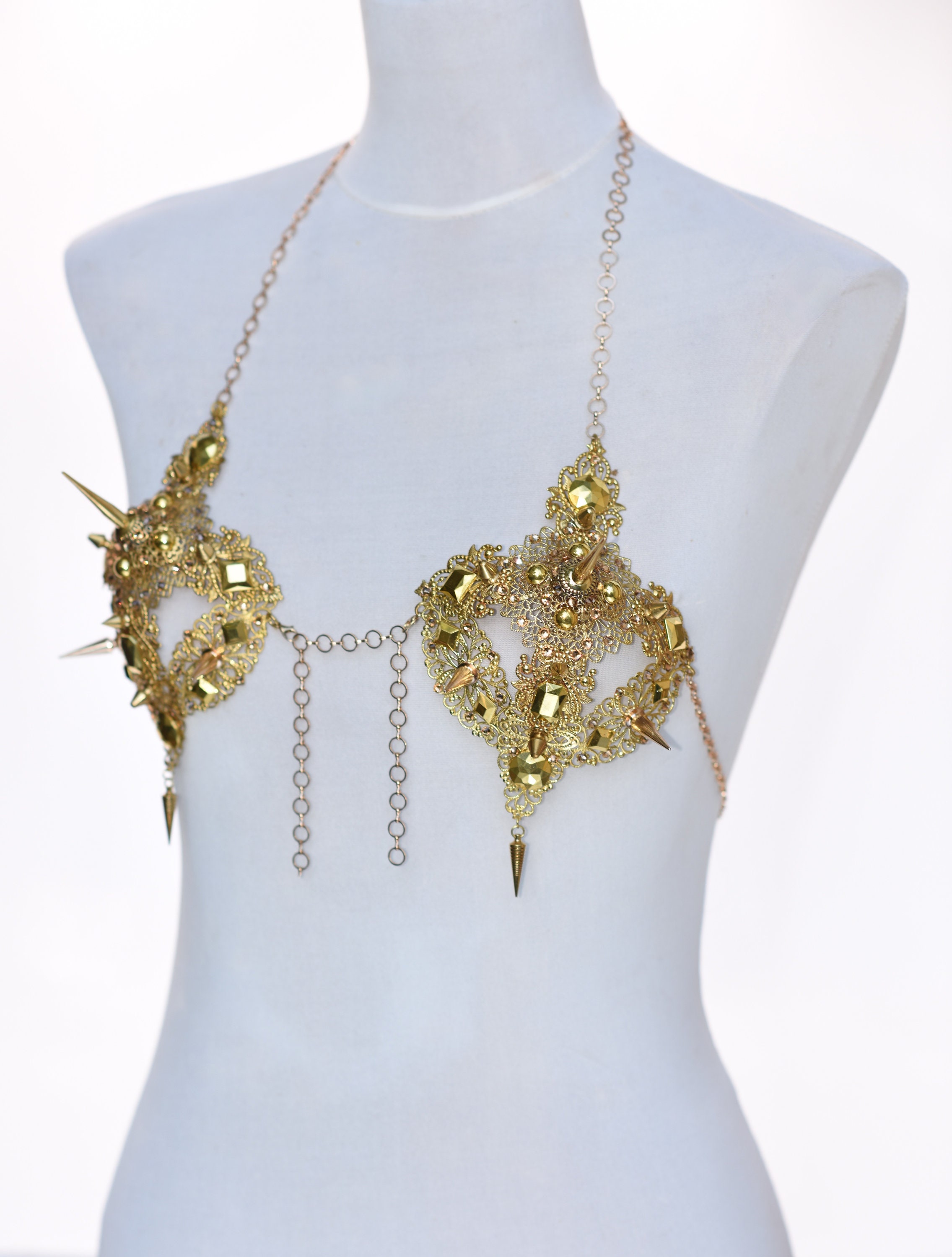 GOLD Metal Bra With Swarovski Crystals - Etsy