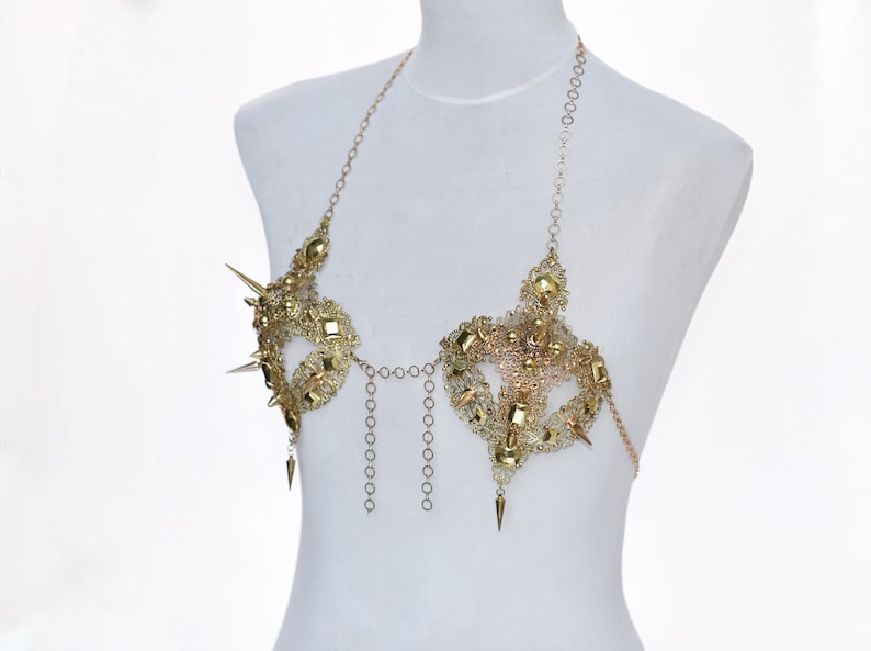 GOLD Metal Bra With Swarovski Crystals - Etsy